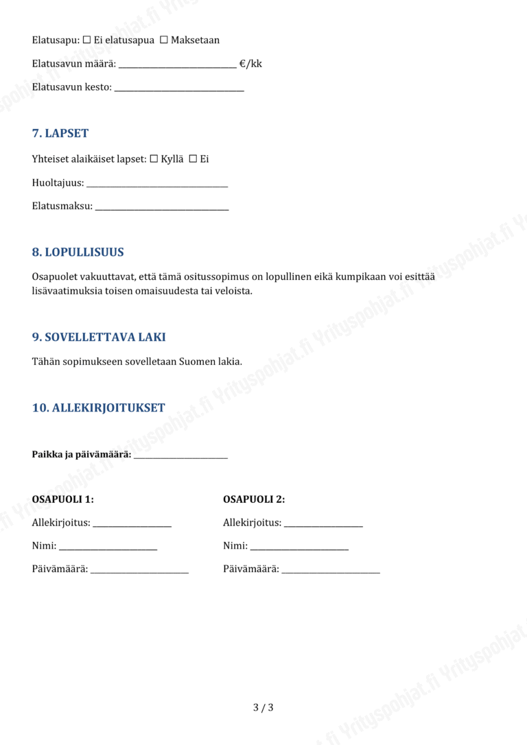 Ositussopimus – Muokattava Pohja – Yrityspohjat